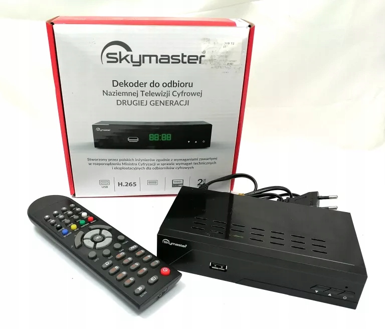 DEKODER DVB T2 SKYMASTER H.265 KOMPLET - 13122071114 - oficjalne archiwum Allegro