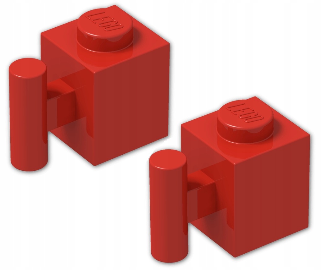 03724 LEGO 2921 brick1x1 uchwyt pion czerwony 2szt - 7299440654 ...