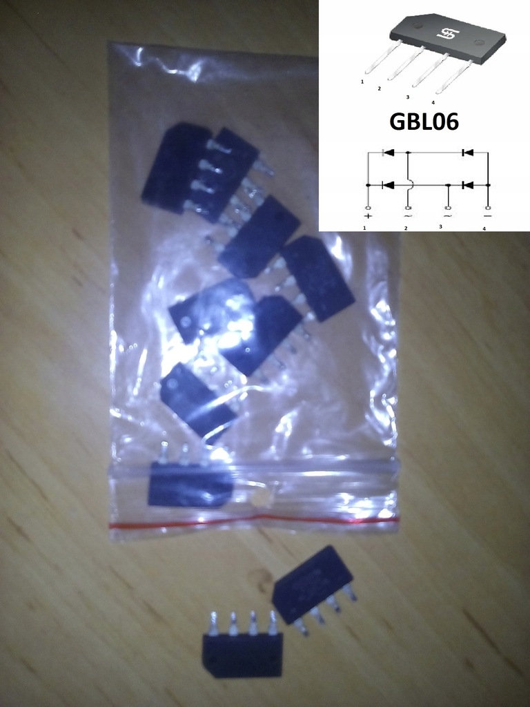 Mostek Graetza prostowniczy GBL06 4A 600V 10 sztuk - 7952252966 ...