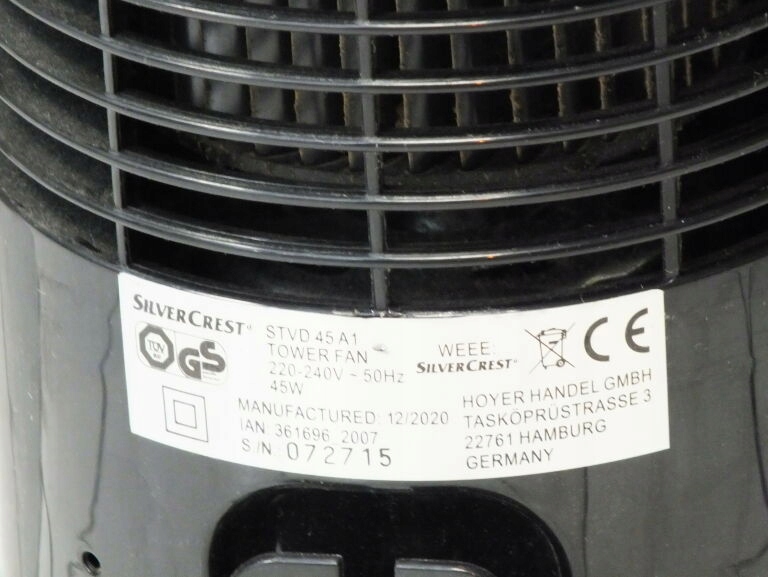 SILVERCREST WENTYLATOR KOLUMNOWY 45 W STVD 45 A1 - 11832524132 ...