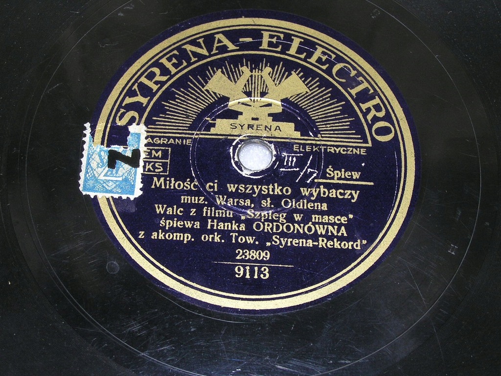 PŁYTA SZELAKOWA NA PIERWSZY ZNAK.. HANKA ORDONÓWNA - 13223626643 ...