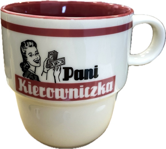 Kubek z nadrukiem a'la PRL "Kierowniczka" - 15538002061 - oficjalne archiwum Allegro