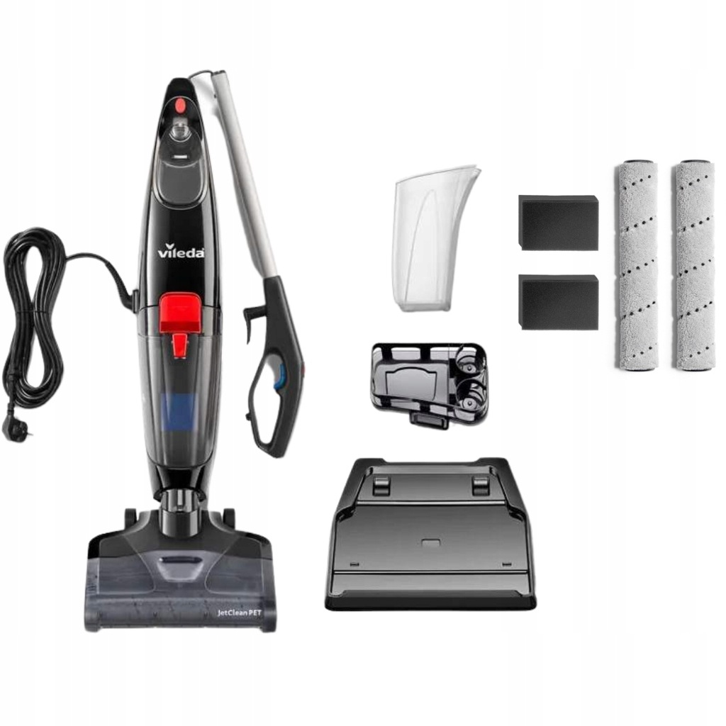 ODKURZACZ PIONOWY MOPUJĄCY 3W1 VILEDA JETCLEAN PET ZESTAW + CZĘŚCI ...