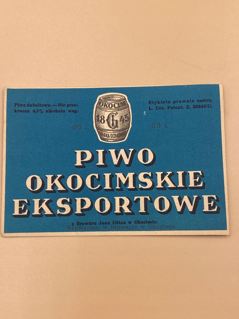 Etykieta piwo okocimskie eksportowe Browar Jana Götza w Okocimie - 15409054802 - oficjalne ...
