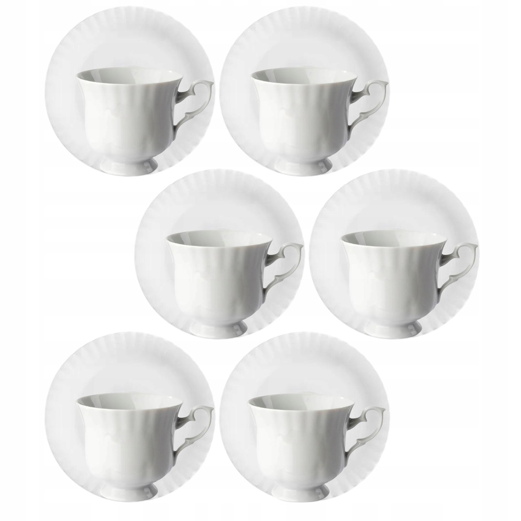 Zestaw Filiżanek ze spodkami 220 ml 6 szt Polskie fabryki outlet Białe - 16557710666 - oficjalne ...