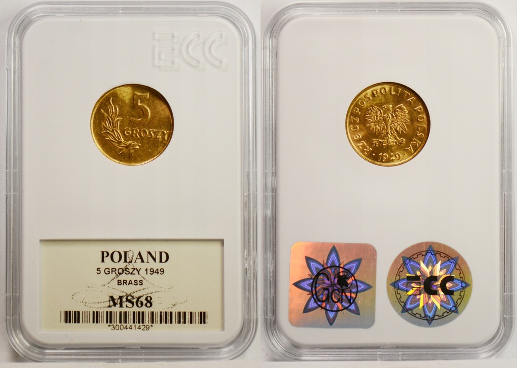 AŁ. 5 GROSZY 1949 MOSIĄDZ MS68 16.01 - 13143155752 - oficjalne archiwum Allegro