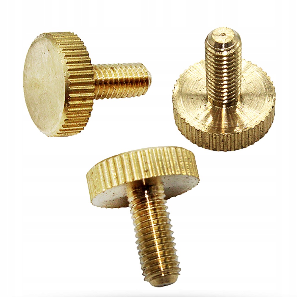 Mosiężna śruba radełkowana z łbem płaskim M4x16mm - 12580997758 - oficjalne archiwum Allegro