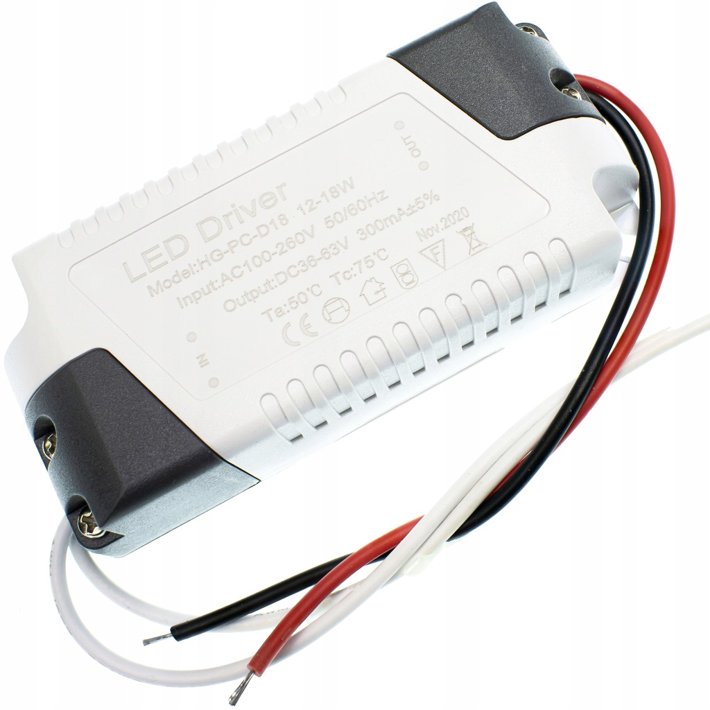 DRIVER LED 18W 300mA 36 - 63V zasilacz 12 - 18W - 9987512345 ...