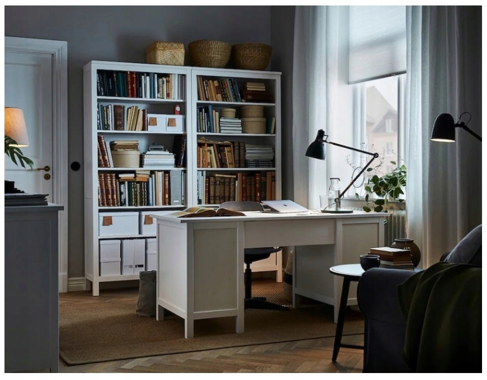 IKEA HEMNES biurko duże, biała bejca 155x65 cm - 13782116801 ...