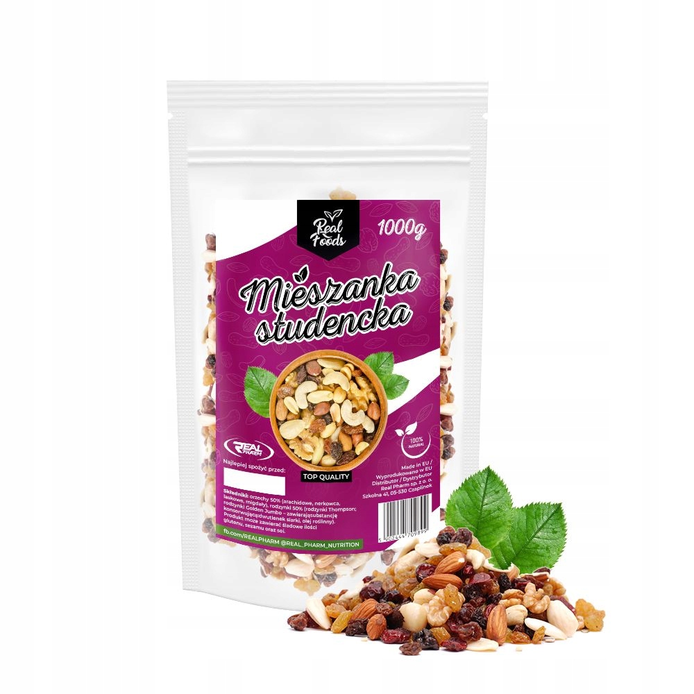 MIESZANKA STUDENCKA Real Foods ORZECHY - 1000g - 13023991881 - oficjalne archiwum Allegro