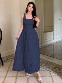 TEKSTUROWANA WZÓR DAZY S SUKIENKA MAXI GRANATOWA ROZKLOSZOWANA - 16720430756 - oficjalne ...