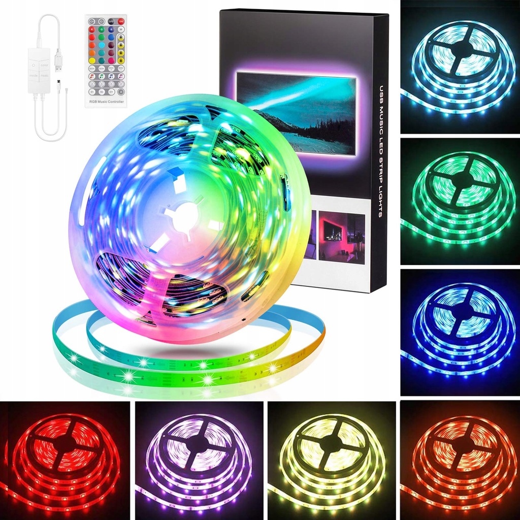 Taśma LED RGB 5m Pilot IR do TV Kuchni Pokoju - 13373002168 - oficjalne ...
