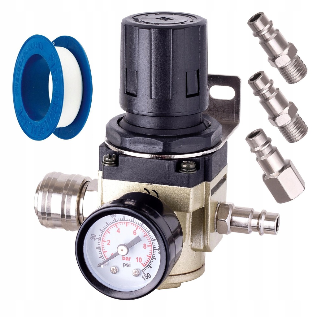 Reduktor powietrza z manometrem 1/4 do kompresora - 13462496222 - oficjalne archiwum Allegro