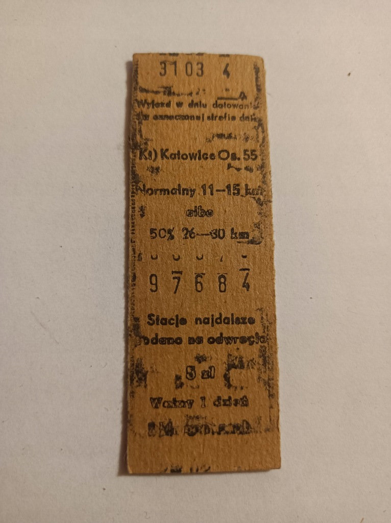 BILET KARTONIKOWY PKP KATOWICE OS. - 12768918200 - oficjalne archiwum Allegro