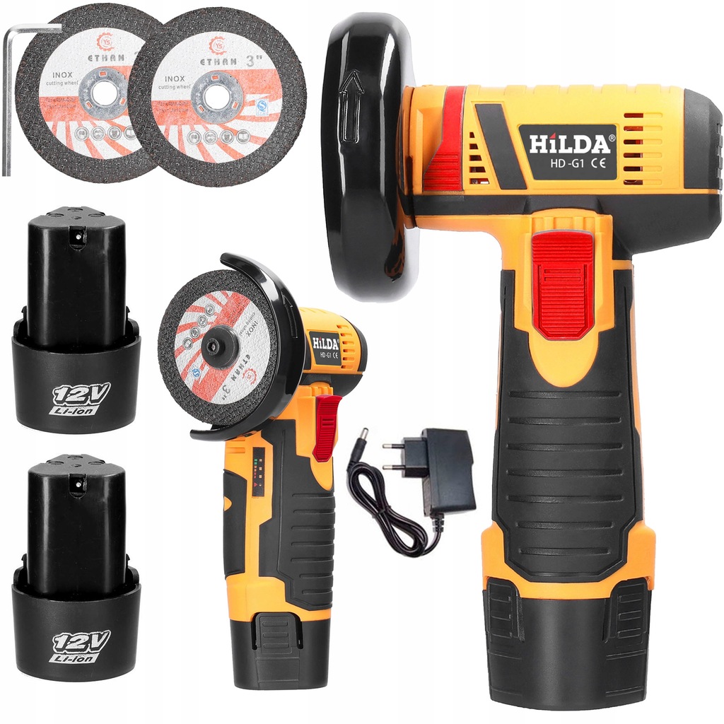 HILDA MINI MAŁA SZLIFIERKA KĄTOWA 12V 2xAku 700W - 13838600191 ...