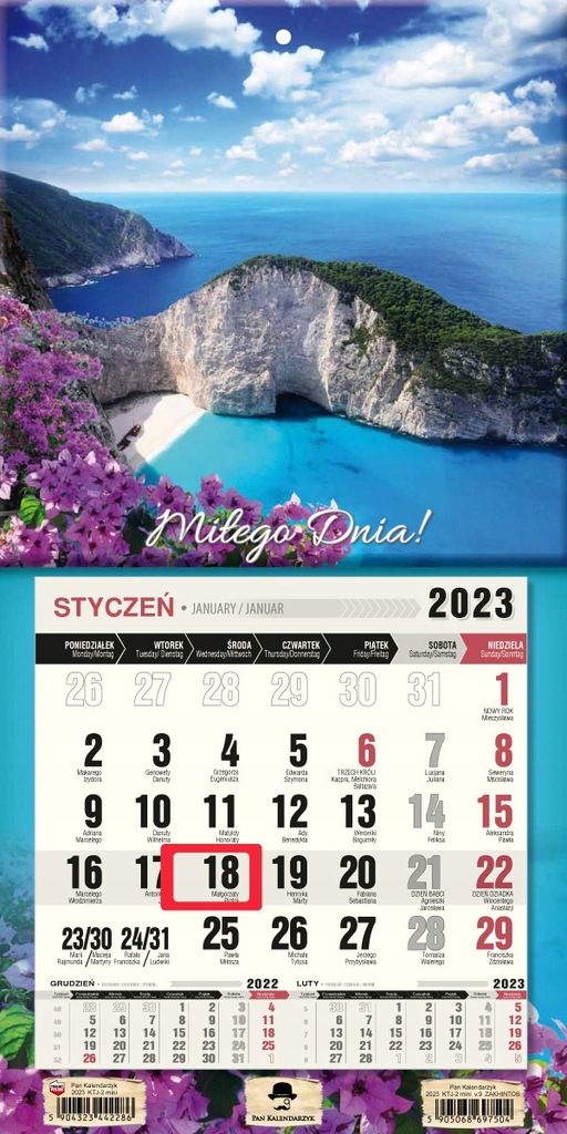 KALENDARZ SCIENNY JEDNODZIELNY MINI 2023 ZAKHINTOS - 12888592540 - oficjalne archiwum Allegro