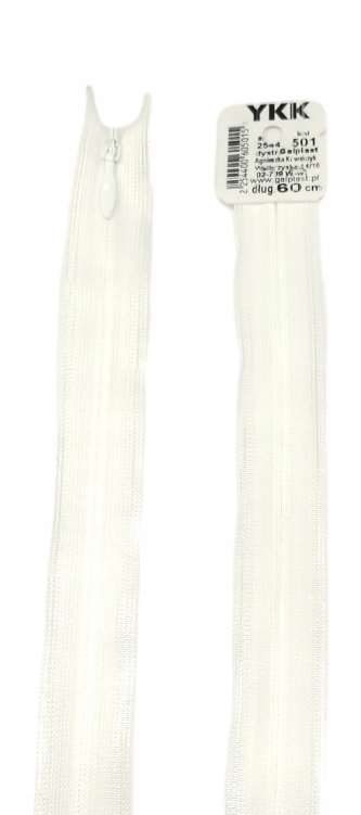 Zamek nierozdzielczy KRYTY YKK 60cm biały 501 - 15517996888 - oficjalne archiwum Allegro