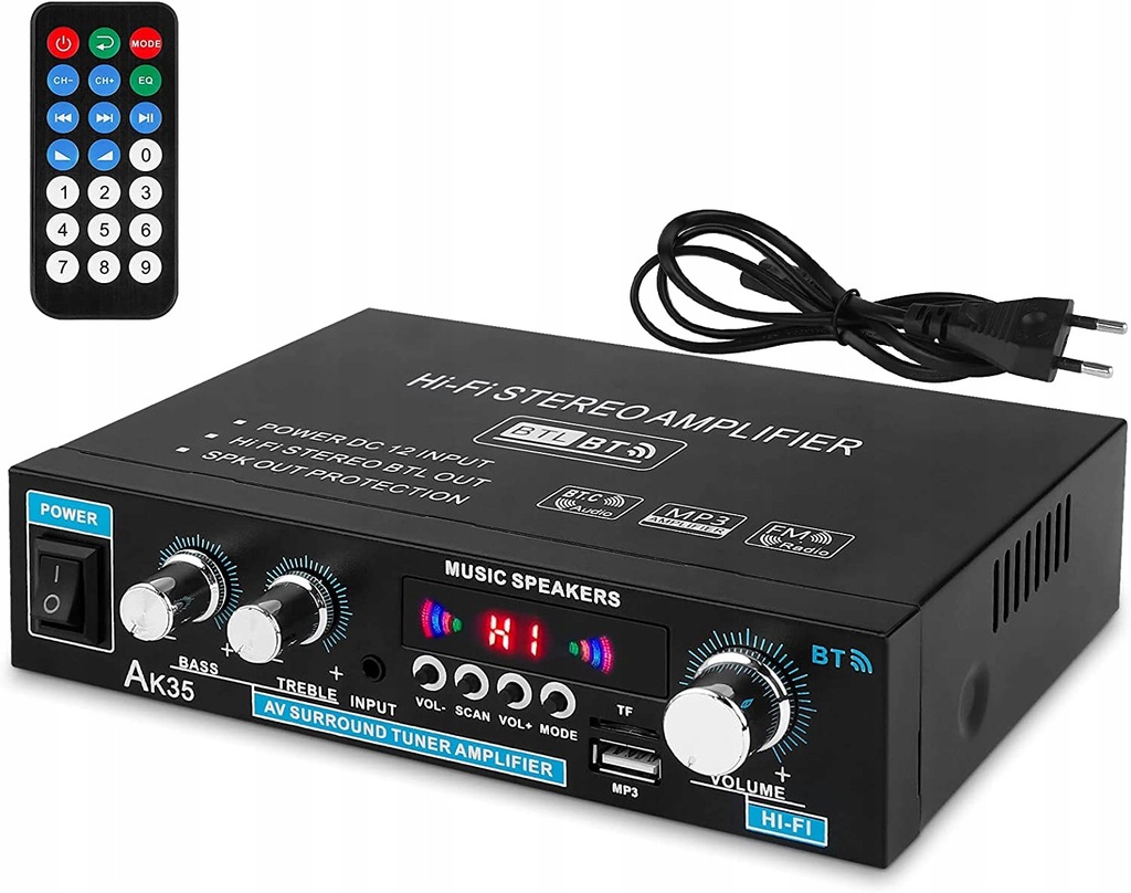 AMPLITUNER WZMACNIACZ STEREO BLUETOOTH RADIO MP3 - 13359851168 - oficjalne archiwum Allegro