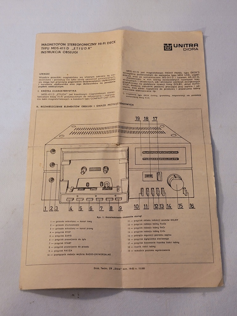Instrukcja do Unitra Diora - magnetofon MDS-411 D - Etiuda - stereofoniczny - 14698598688 ...