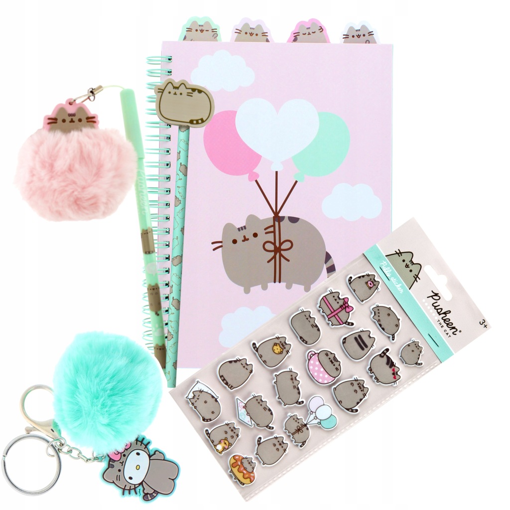 KOT PUSHEEN notes ołówek długopis naklejki brelok - 11759210634 ...