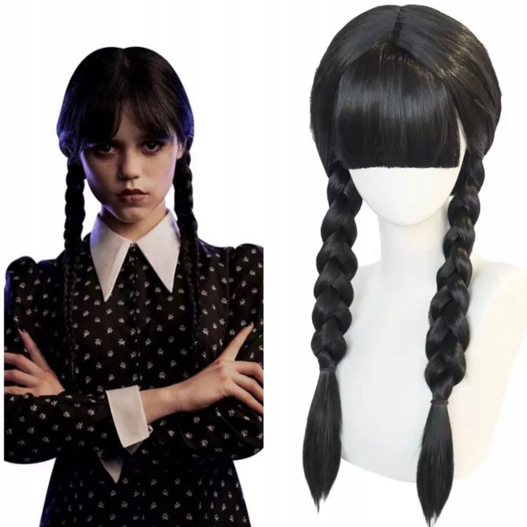 Wednesday Addams peruka wig cosplay hit 2023 - 13098051694 - oficjalne archiwum Allegro
