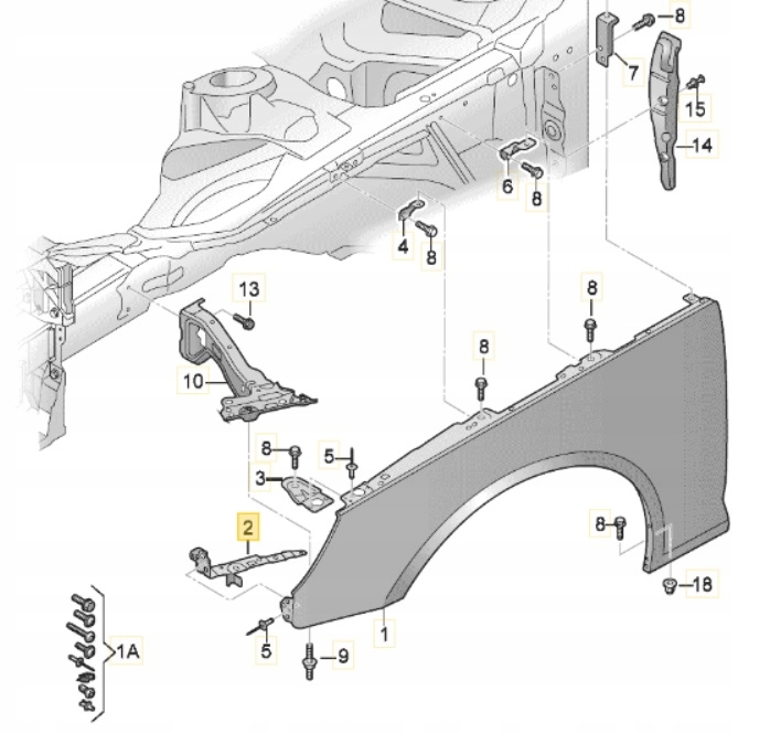 Ślizg uchwyt błotnika prawy AUDI A4 B9 8W0821092 - 11913341520 ...