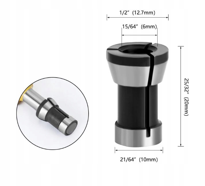 Tuleja zaciskowa do frezarki Uniwersalna 6mm - 12682749029 - oficjalne archiwum Allegro
