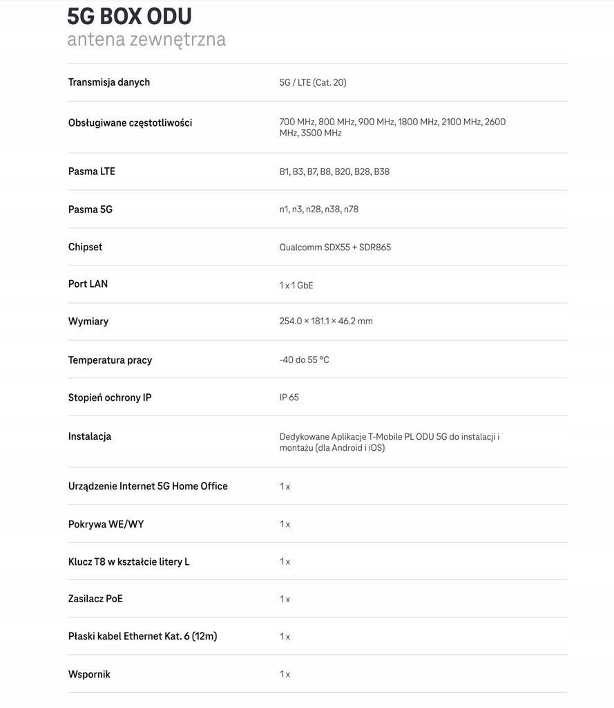 TMobile Home Office Box 5G ODU/IDU - 11962085460 - oficjalne archiwum Allegro