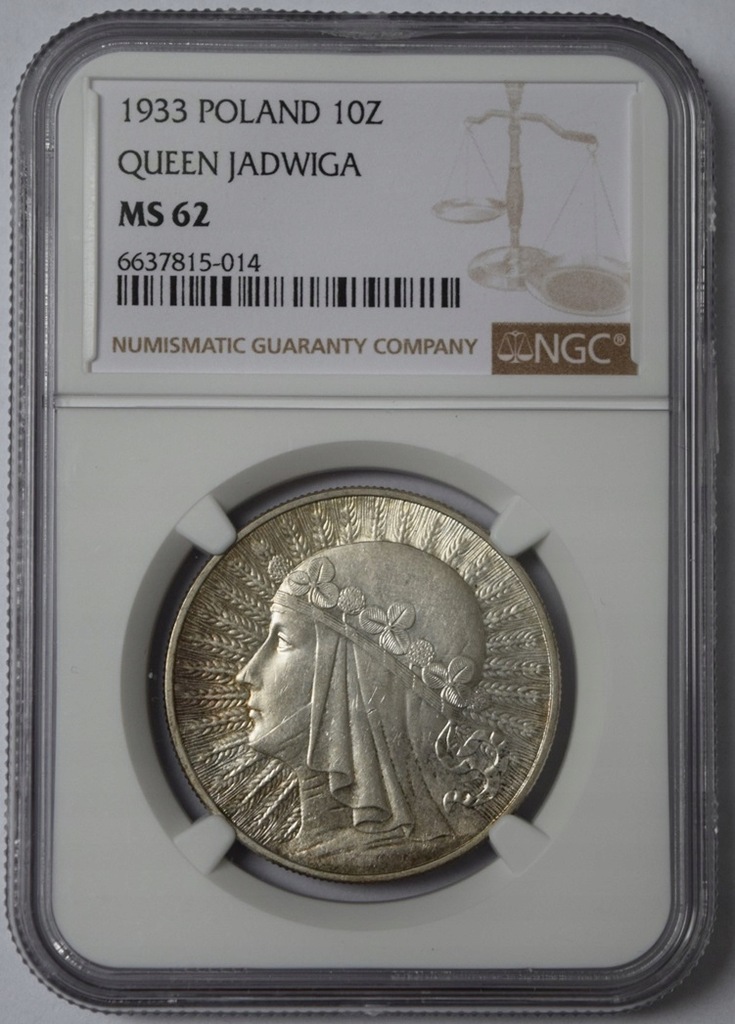 10 ZŁ GŁOWA KOBIETY 1933 NGC MS62 - 15159811732 - oficjalne archiwum Allegro