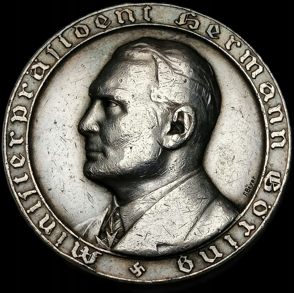 Niemcy, III Rzesza, medal z 1933 roku, Hermann Göring Srebro Bardzo ...