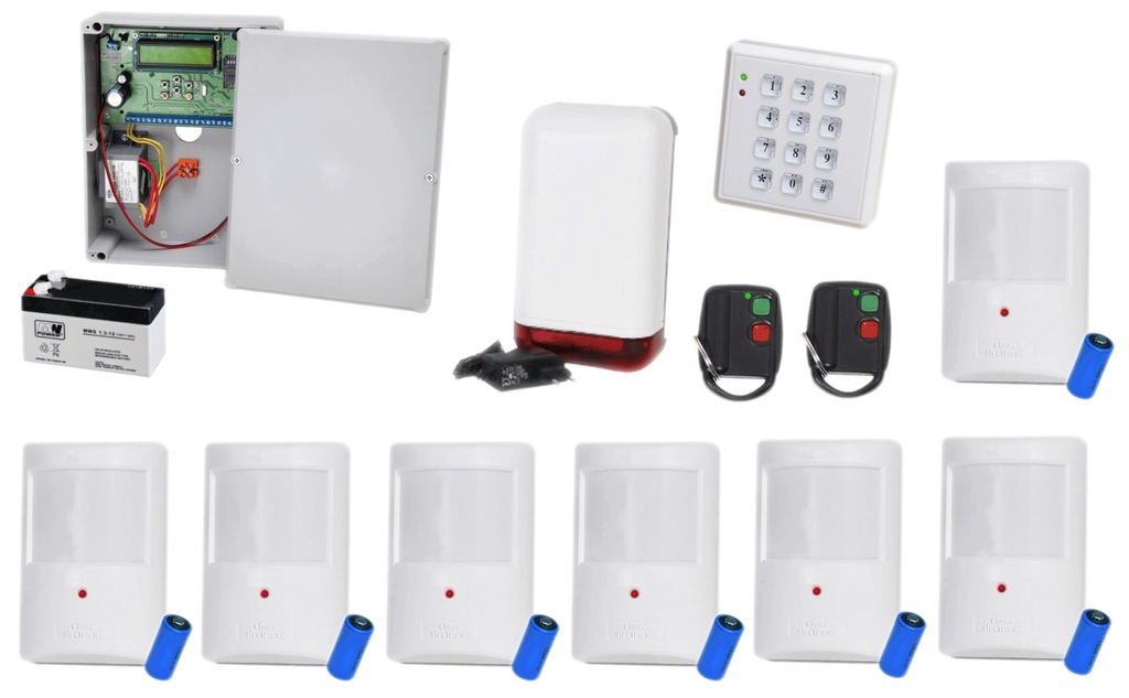 ZESTAW ALARMOWY BEZPRZEWODOWY ELMES GSM 7 CZUJEK - 7726384719 ...