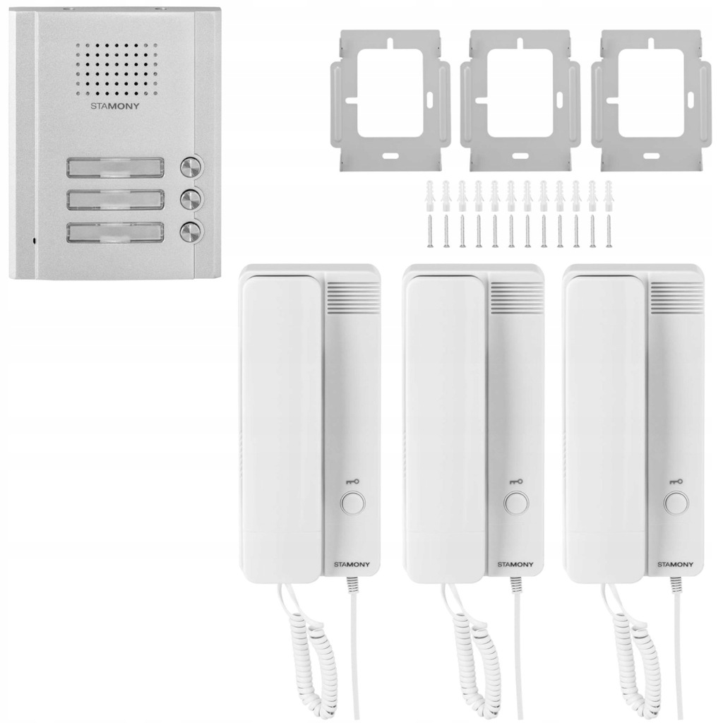 Domofon natynkowy do domu trzyrodzinnego 3 słuchaw - 12204220442 - oficjalne archiwum Allegro