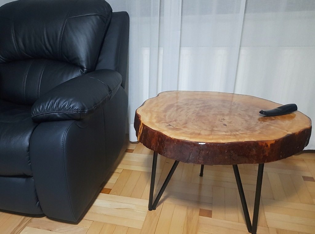 Stolik kawowy z plastra drewna - 13193178128 - oficjalne archiwum Allegro