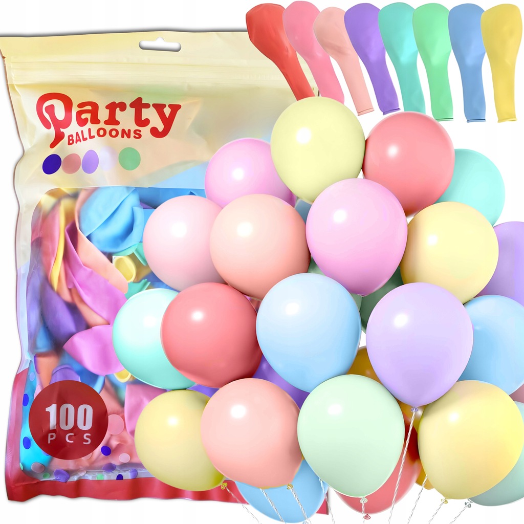Balony kolorowe urodzinowe pastelowe 100 szt roczek Dzień Dziecka urodziny - 15648760813 ...