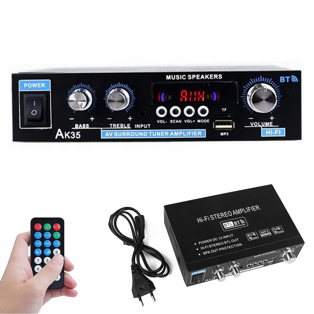 WZMACNIACZ STEREO HI-FI WZMACNIACZ BLUETOOTH 5.0 - 14196570084 - oficjalne archiwum Allegro