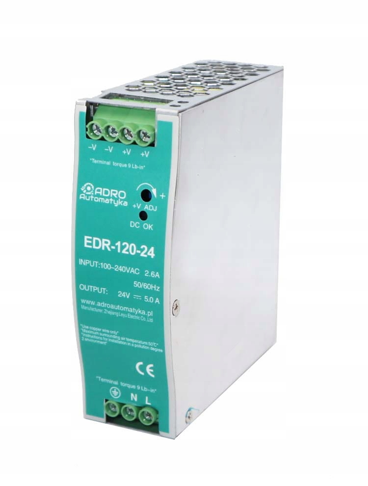 Zasilacz impulsowy EDR-120-24 24V 5A na szynę DIN - 12409872167 - oficjalne archiwum Allegro