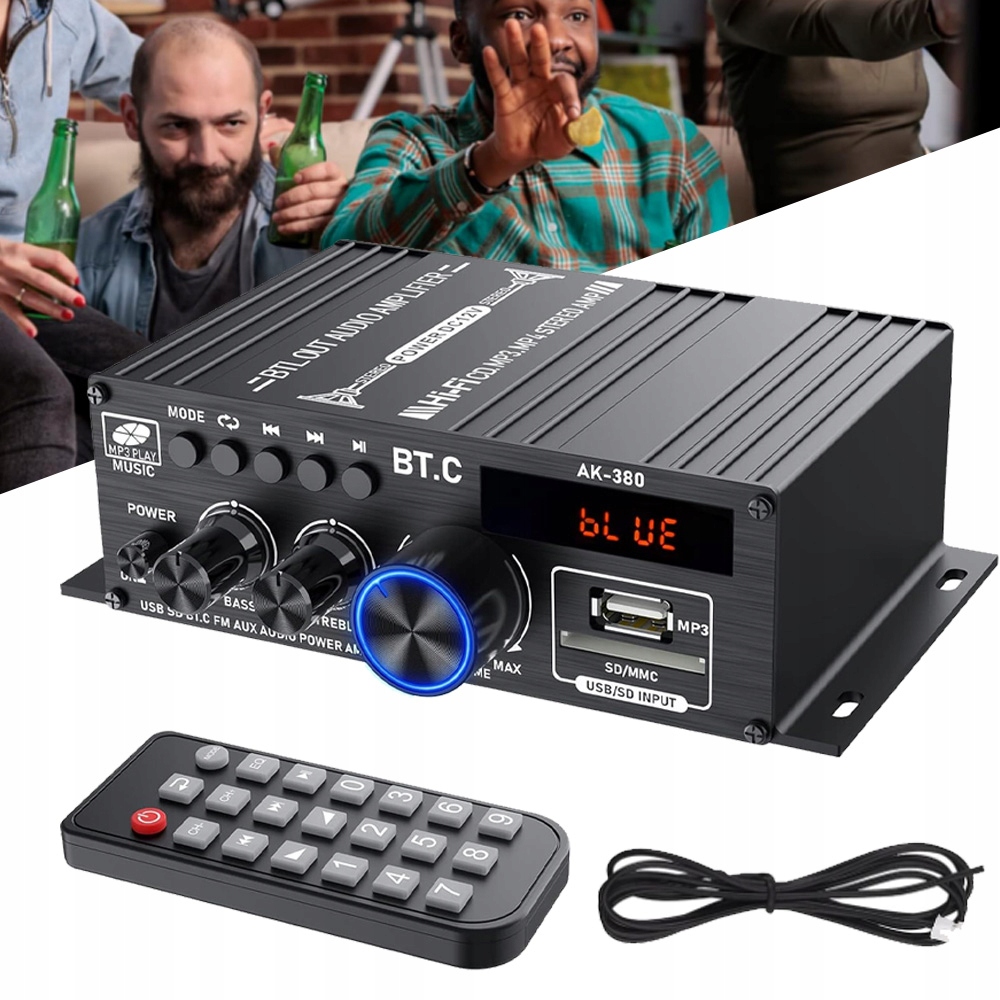 MINI WZMACNIACZ AUDIO CYFROWY WZMACNIACZ, WZMACNIACZ BLUETOOTH STEREO 12V - 16752536976 ...