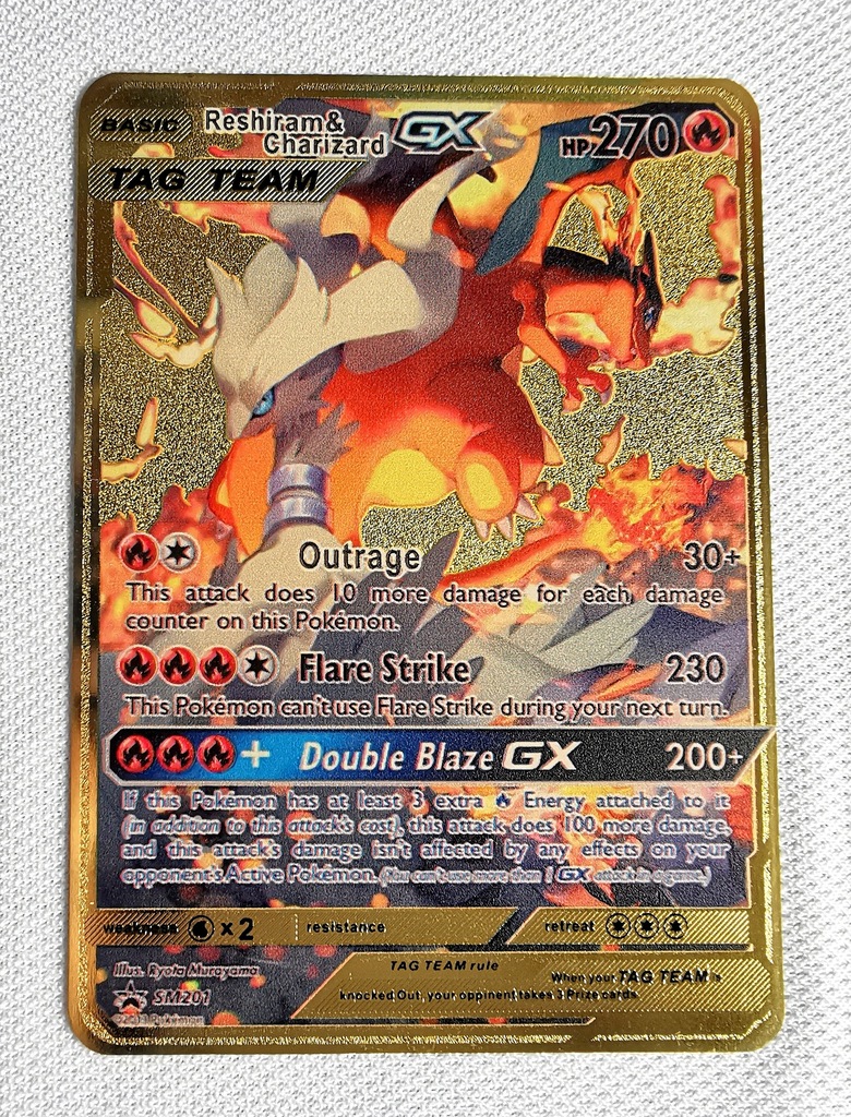 Pokemon Reshiram & Charizard GX Metalowa Karta - 13375285712 - oficjalne archiwum Allegro
