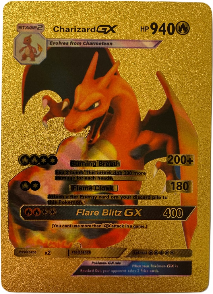 Złota Karta Charizard GX - 13538345626 - oficjalne archiwum Allegro