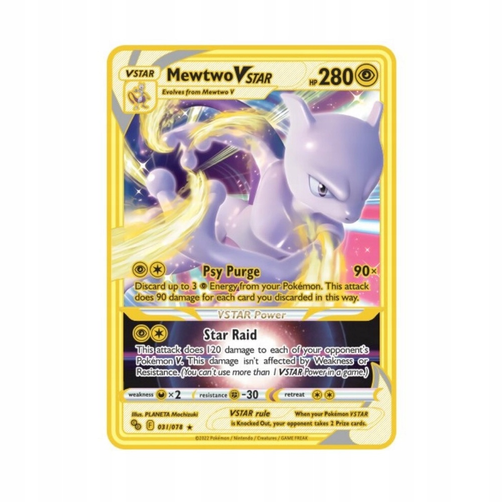 Pokemon Złota Karta Metalowa Mewtwo V Star Kolekcj - 13195735768 ...