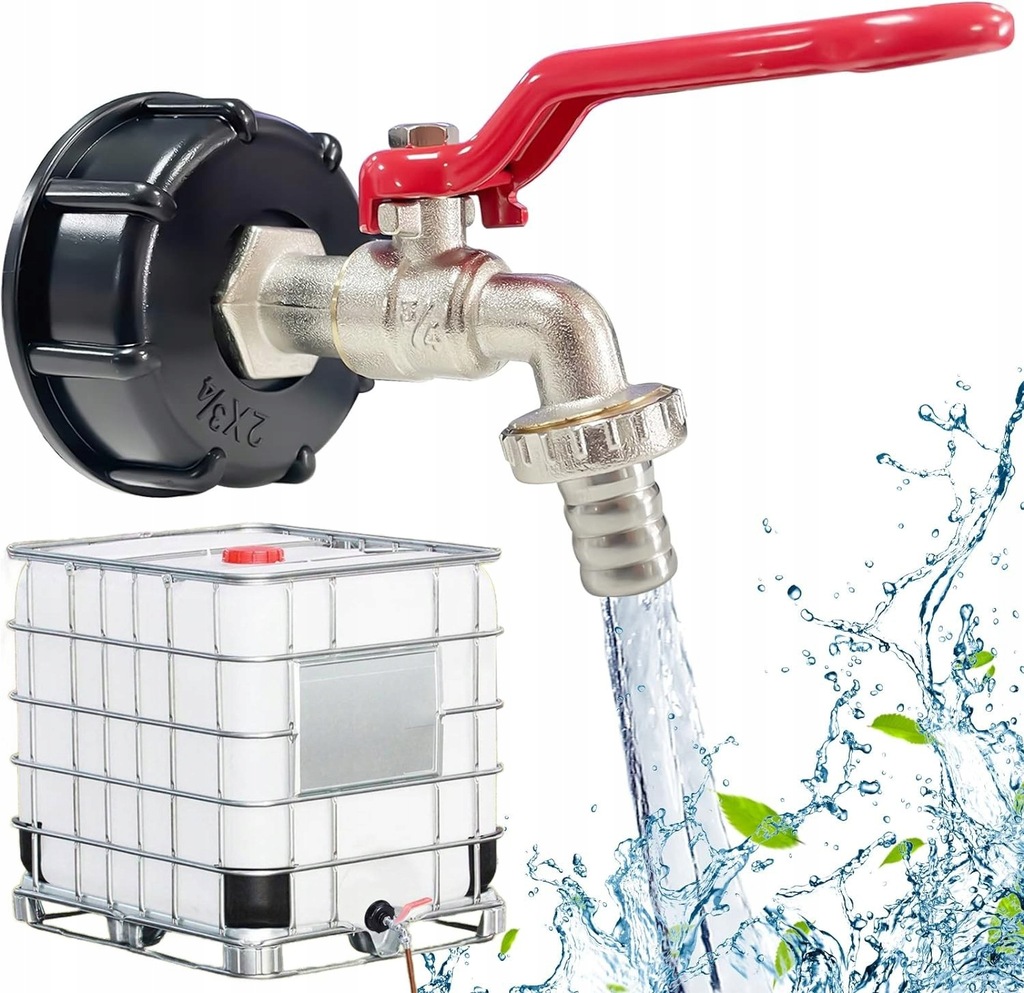 KRAN DO MAUZERA ZBIORNIKA 1000 L + NAKRĘTKA ZAWÓR NA MAUZER IBC KRANIK 3/4 - 15377082942 ...