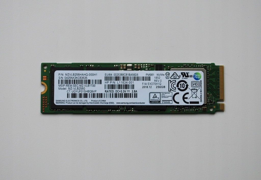 Dysk SSD Samsung MZVLB256HAHQ 256GB NVMe M.2 PCIe - 11856322506 - oficjalne archiwum Allegro