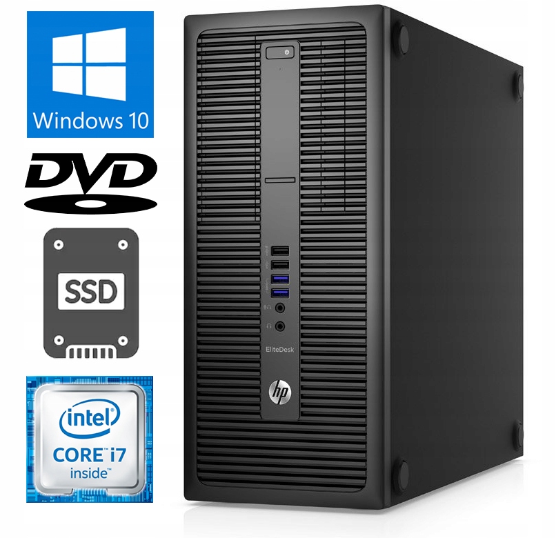 ŚWIETNY KOMPUTER DO PRACY HP ELITEDESK 800 G2 TOWER i7-6700 16GB 256GB ...
