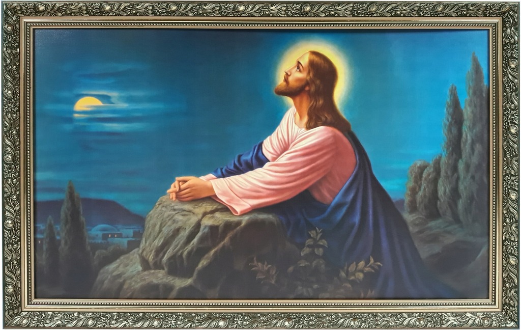 OBRAZ 70x110 JEZUS MODLĄCY SIĘ ZDOBIONA ZŁOTA RAMA - 9800170647 ...
