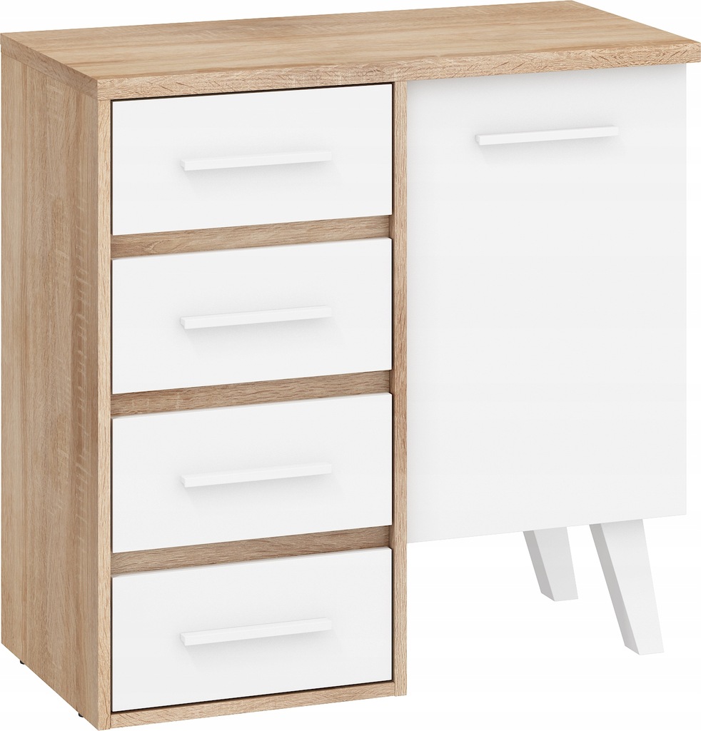 Komoda 4 Szuflady Półki 80 cm Szafka DĄB SONOMA - 12815460826 ...