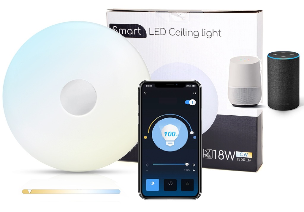 Inteligentny plafon LED CCT 18W 34cm Smart WI-FI - 12771946714 ...
