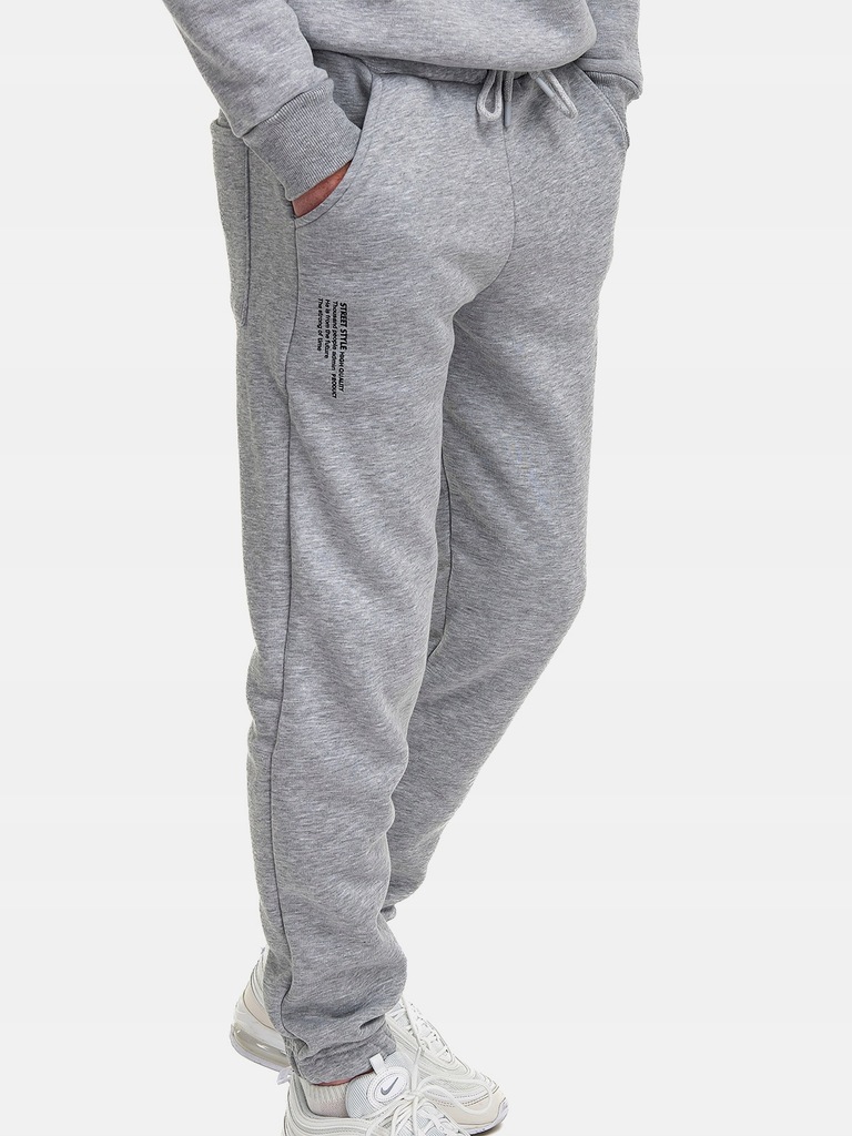 SPODNIE DRESOWE MĘSKIE BAWEŁNIANE DRESY CIEPŁE PROSTE KLASYCZNE SZARE 3XL - 14547074193 ...