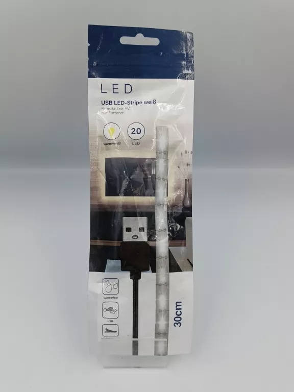 TAŚMA LED NA USB 30 CM SAMOPRZYLEPNA WODOODPORNA - 13094804257 ...