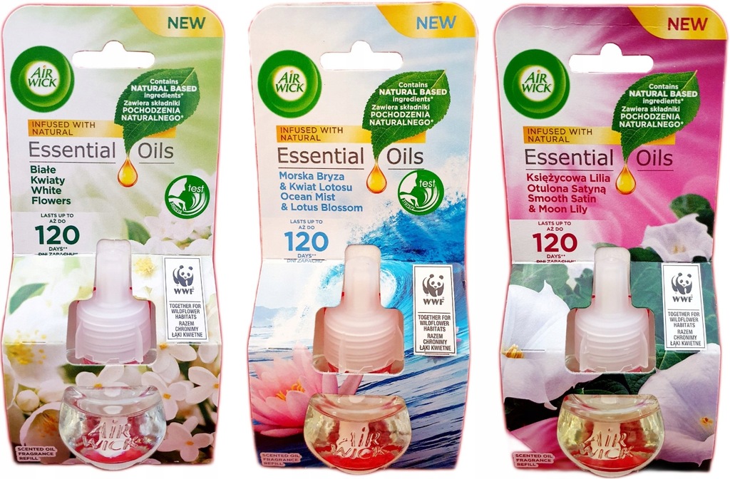 AIR WICK ESSANTIAL OIL 19ml x 3 MIX 3 RODZAJE - 12863413977 - oficjalne archiwum Allegro