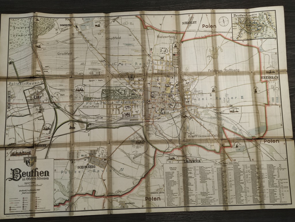 Przedwojenna mapa STADTPLAN BEUTHEN BYTOM 1927 - 13539269605 ...
